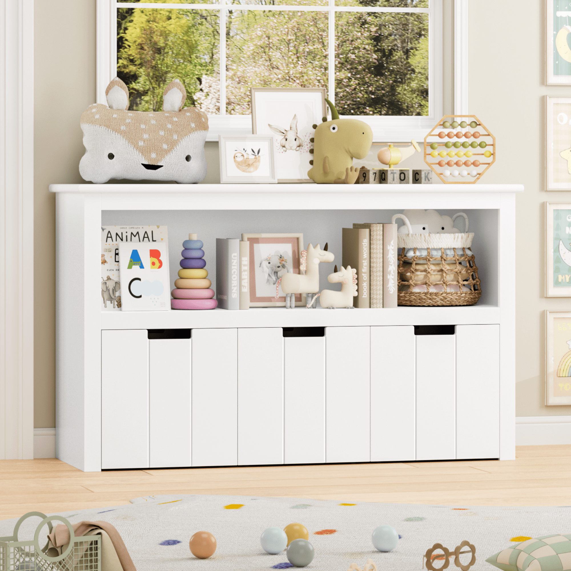 Homfa Kids Toy Storage, Cubes Storage Bins with 3 Drawers, White Toy ...