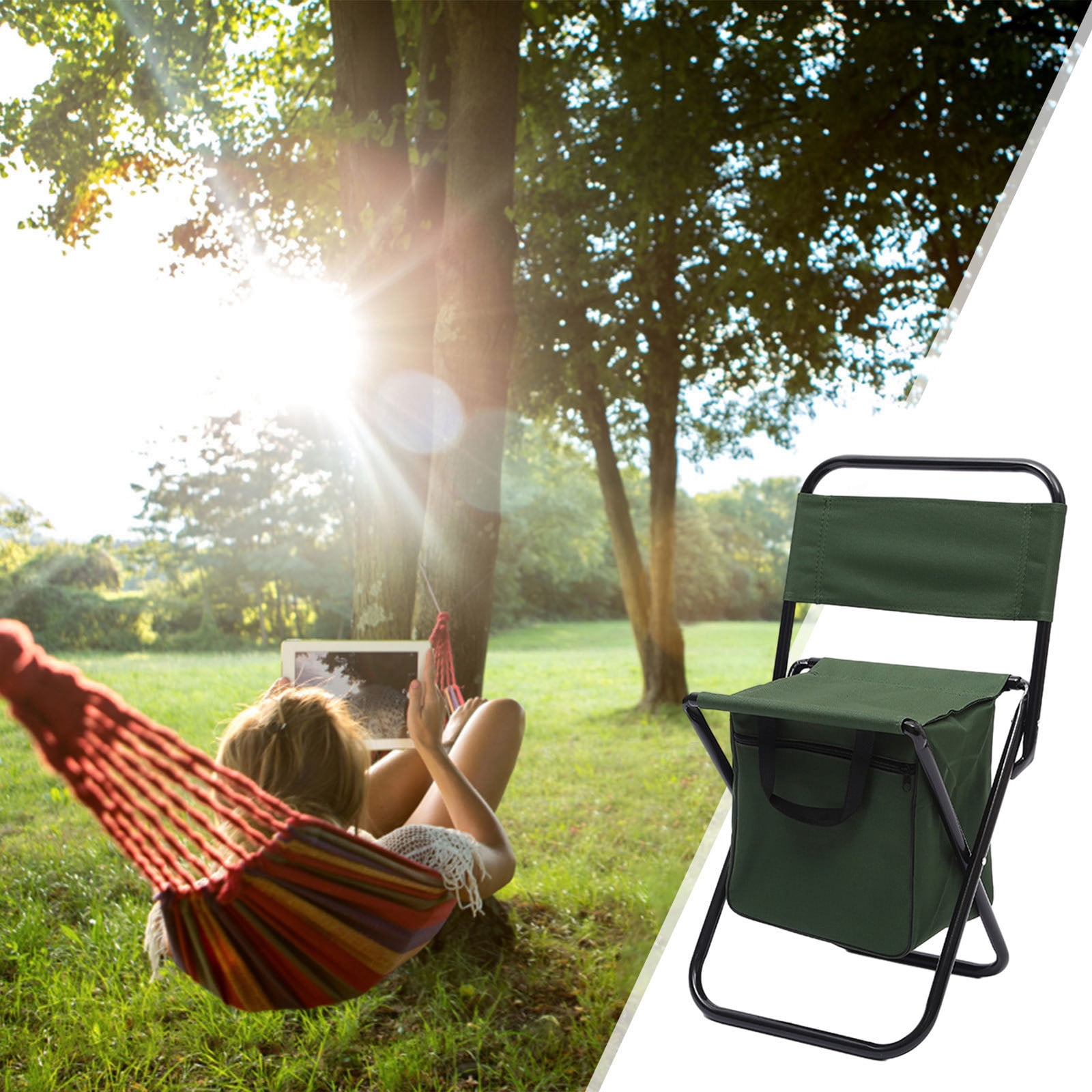 HOARBOEG Fishing Chair with Storage Bag ,Outdoor Folding Chair Compact ...