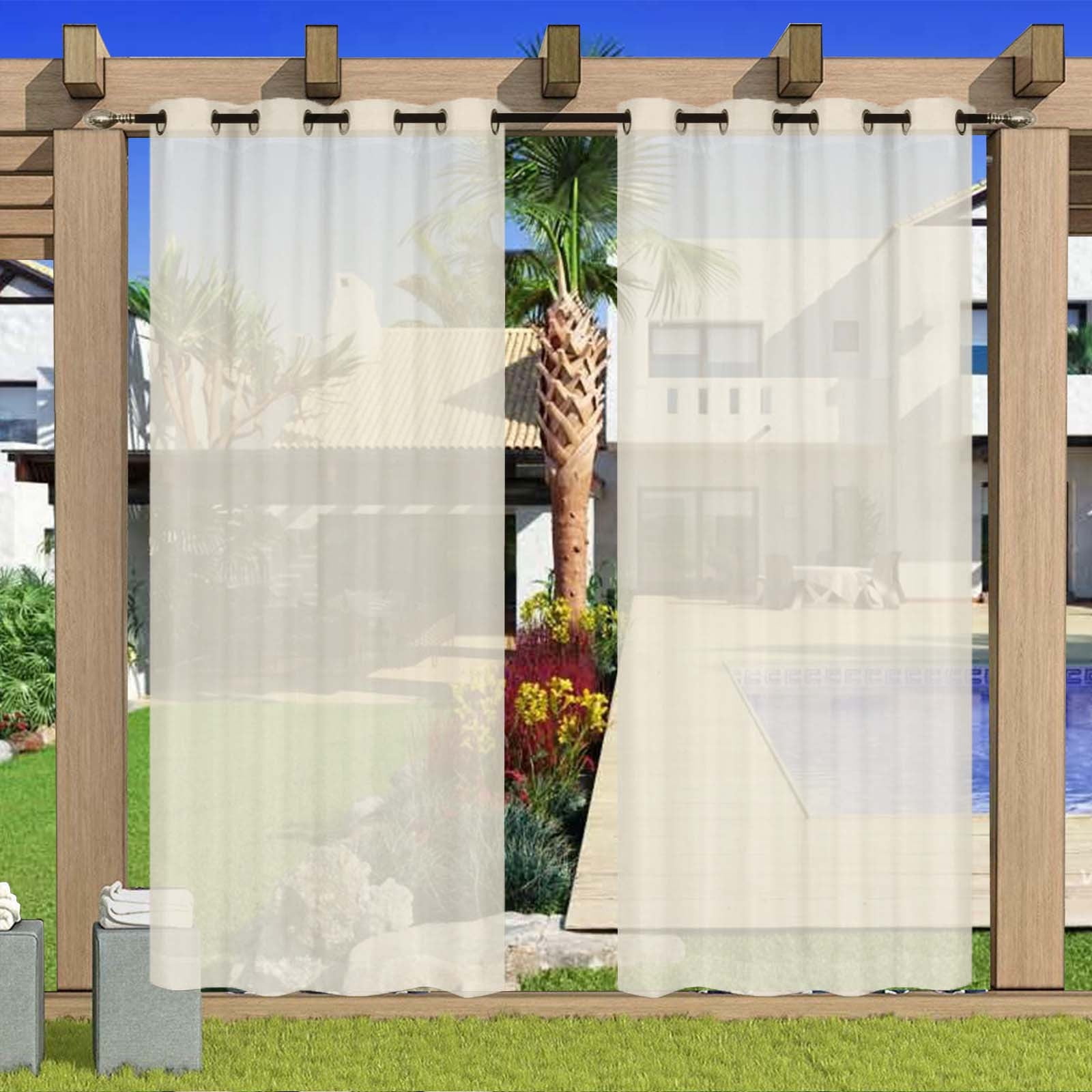 Birdeem White Sheer Curtains Long Transparent Voile Sheer White ...