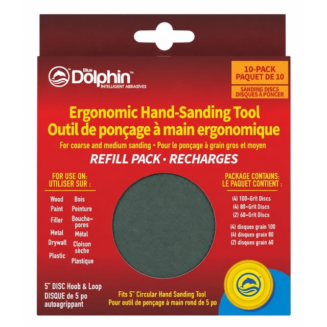 Blue Dolphin 5 x 5 in. Sanding Kit Sandpaper Refills Medium/Coarse - 10 ...