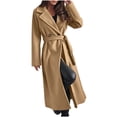 Khaki Womens Collared Neck Lounge Going Out Button Down Jackets Trench ...