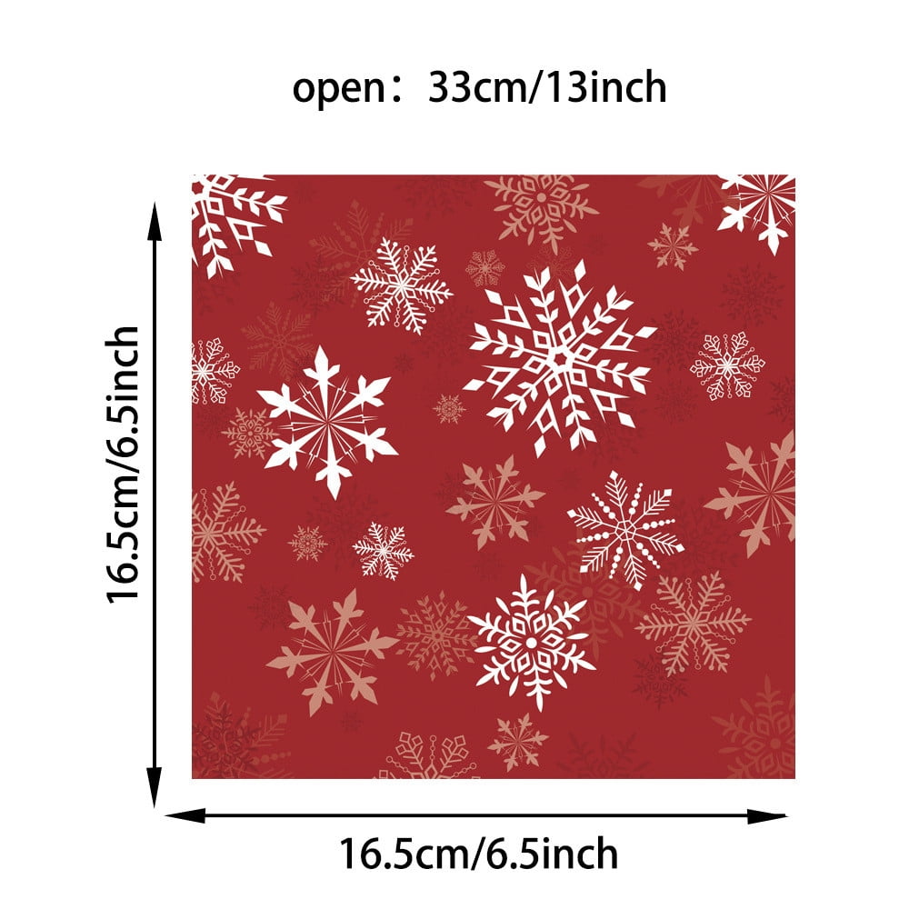 yulier 20 Pcs Snowflakes Napkins Red Christmas New Year Theme Party ...