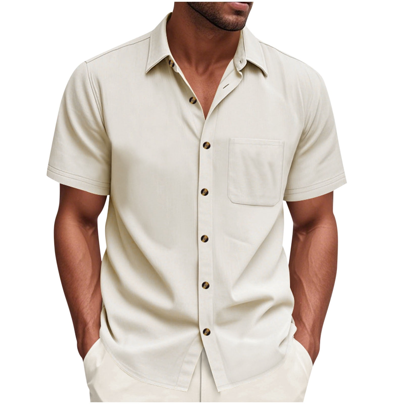 Dagugfen Dress Shirts for Men Button up Short Sleeve Shirts Loose ...