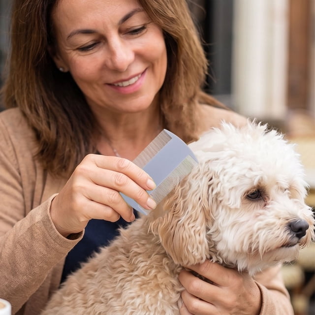 Grooming Brush for Dense —Self Cleaning Comb with Fine Teeth for Ticks ...