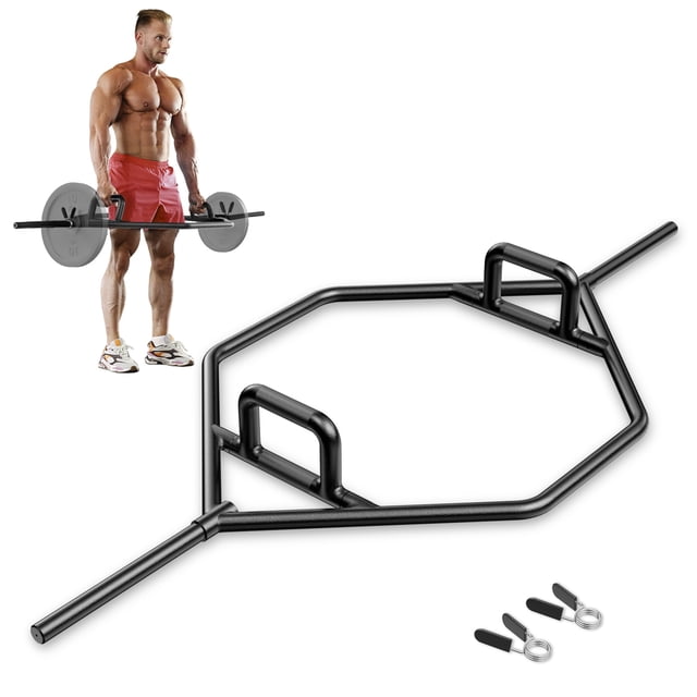 Gymax Heavy Duty Standard Hex Trap Bar w/ Flat or Raised Knurled ...