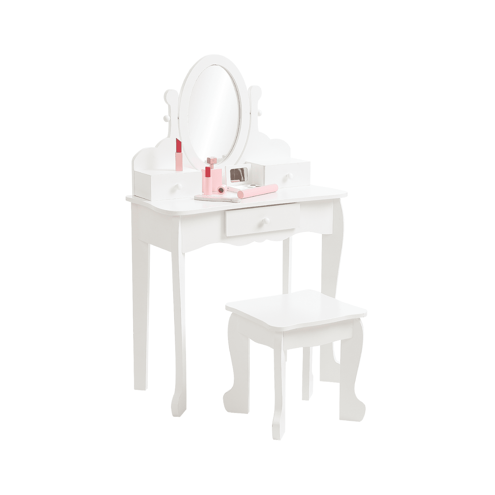 Garvee Princess Vanity Set with Mirror & Drawers, Wooden Makeup ...