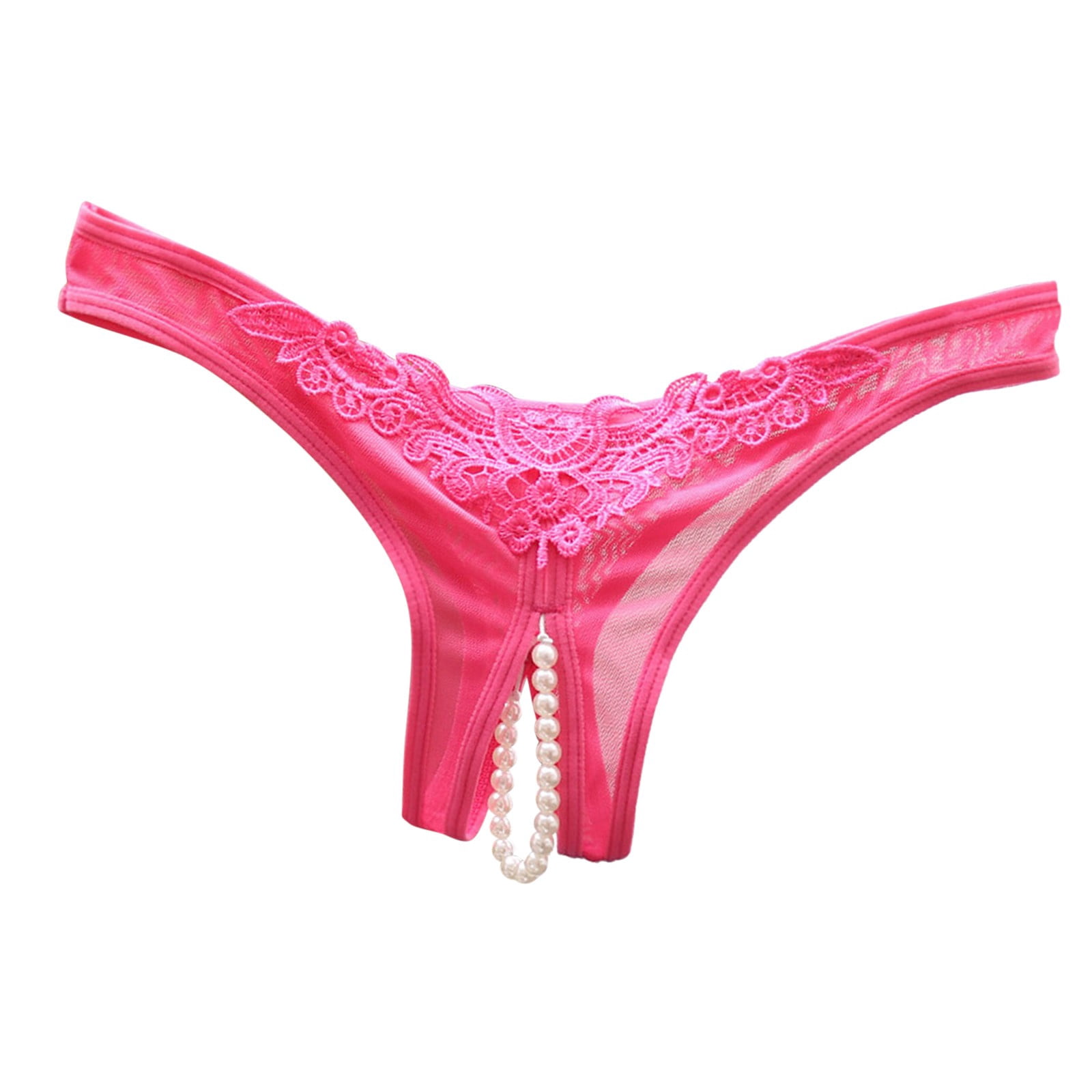 Women’s Panties Elegant Lace Open-Cut Pearl Hollow Low-Waist G String ...