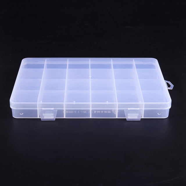 24 Compartments Plastic Box Case Jewelry Bead Storage Container Craft ...