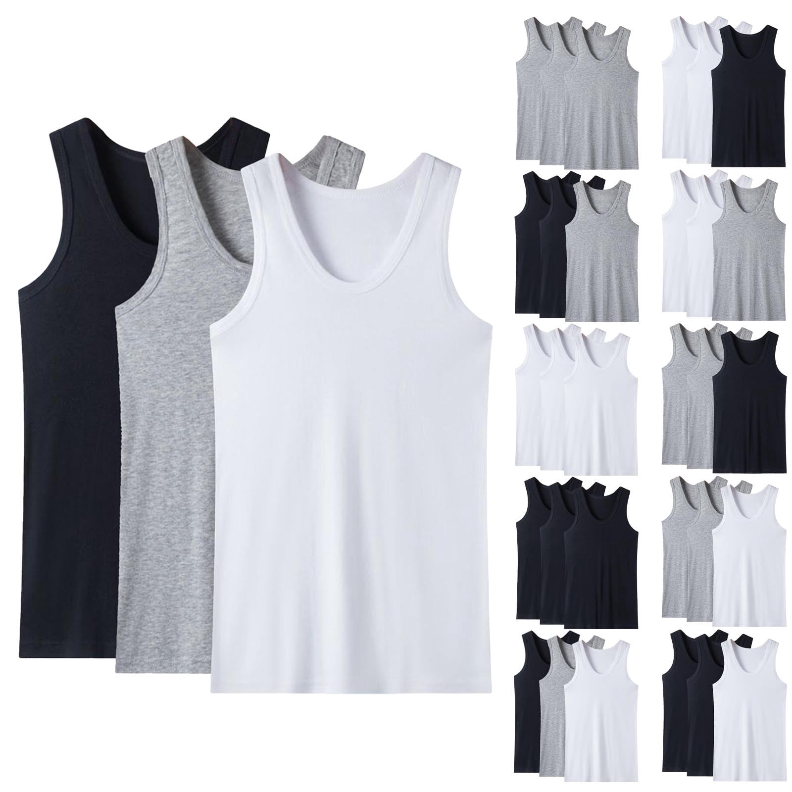 Aboser 3 Pack Men's Cotton Tank Tops Gym Sleeveless Workout Undershirt ...