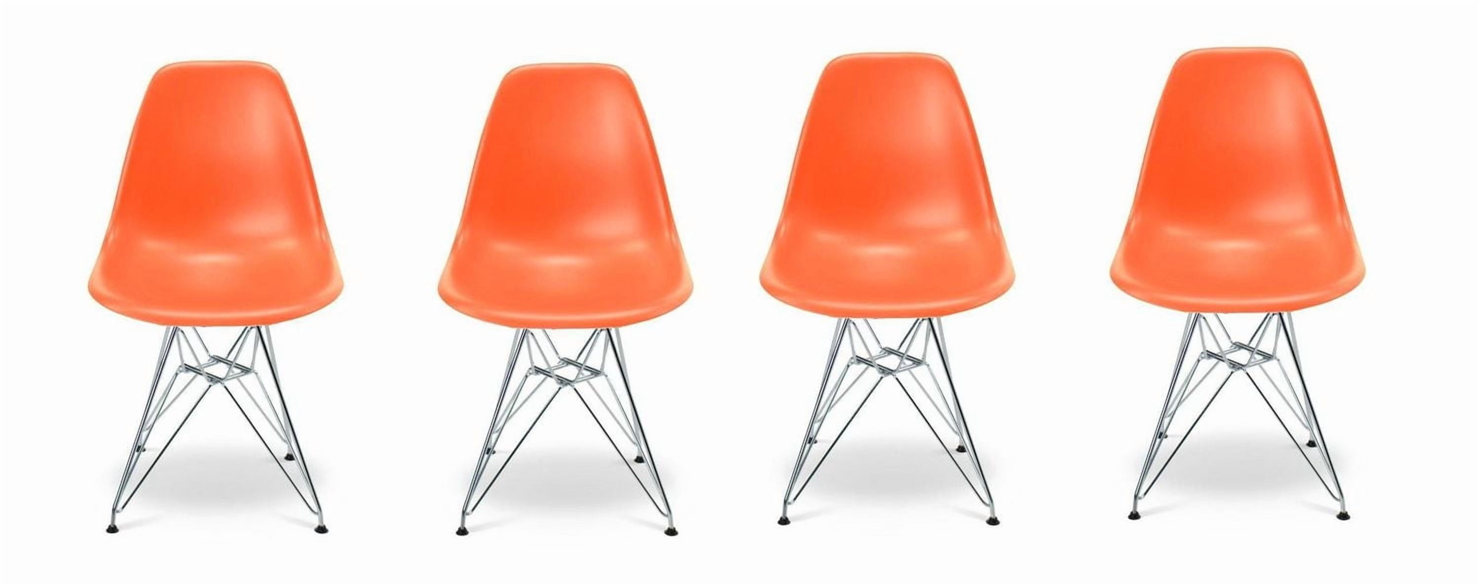 Eiffel Chair Set of 4 for Adults in Orange Color and Chrome Legs ...