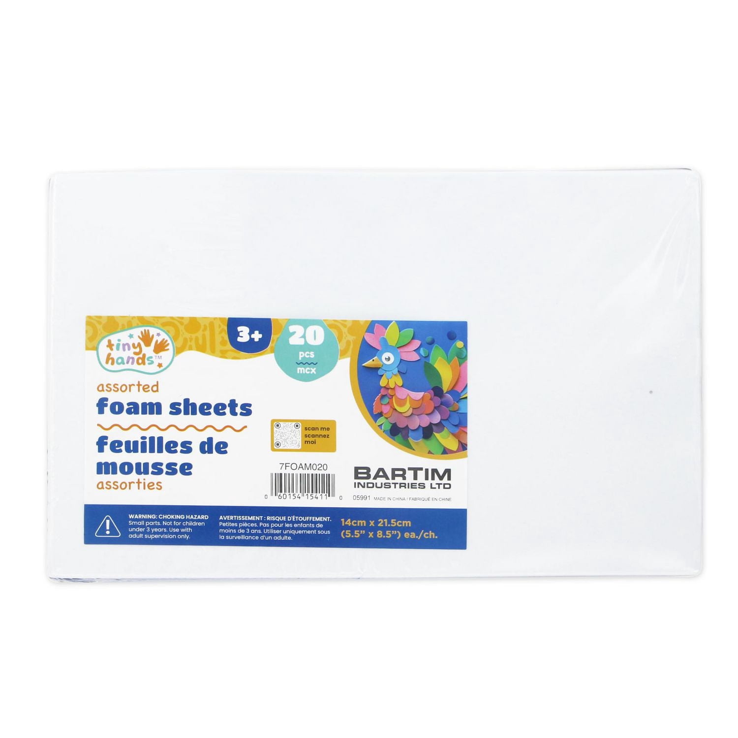 TINY HANDS Foam Sheets, Assorted Colours, 20 pc, 14 × 21.5 cm (8.5 in ...