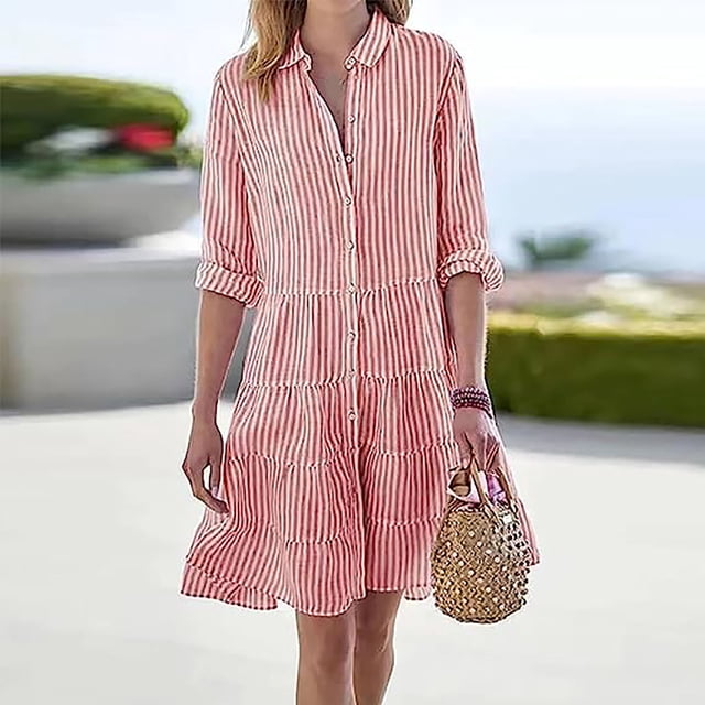 FcBaudy Long Sleeve Turndown Collar Dress,Spring Dresses for Women ...