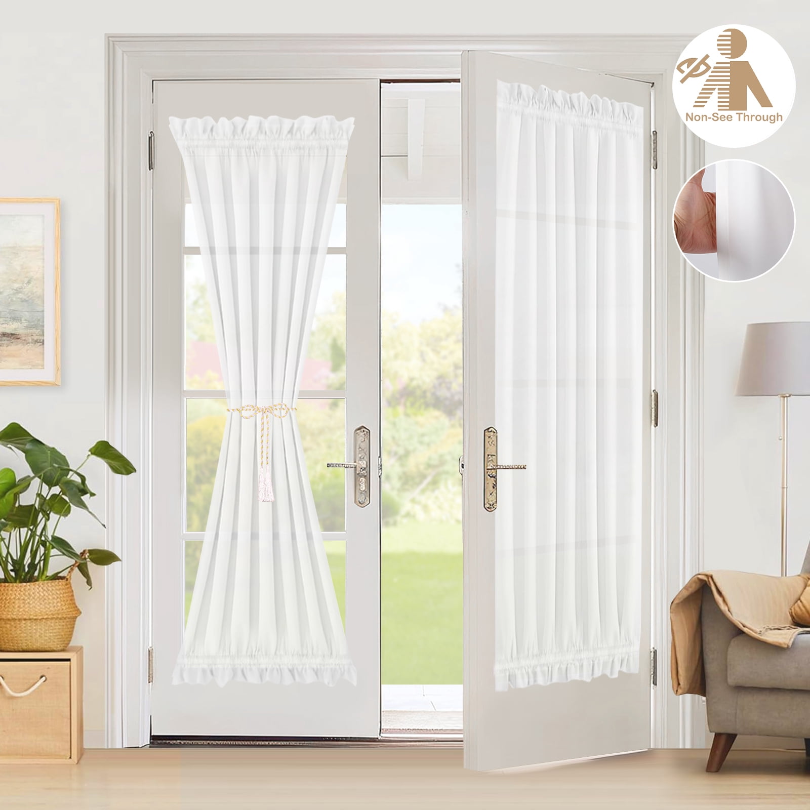Lapalife Non-See-Through French Door Curtains for Front Door, Privacy ...