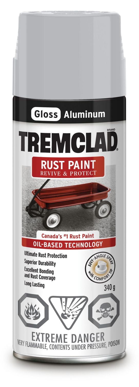 Tremclad Spray Paint, Gloss Aluminum, Rust Paint, Oil-Based, 340 g ...