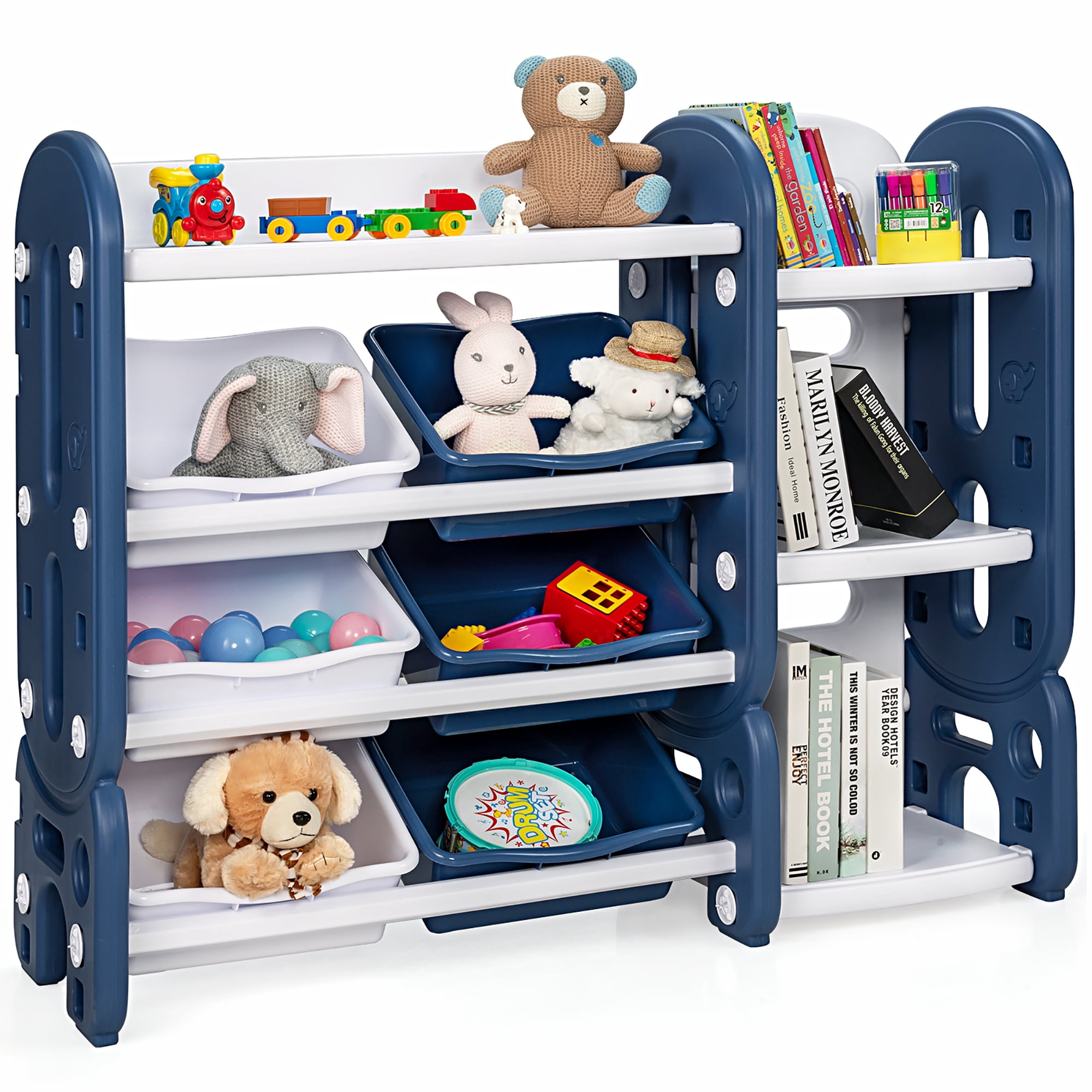 Costway Kids Toy Storage Organizer w/ Bins & Multi-Layer Shelf for ...