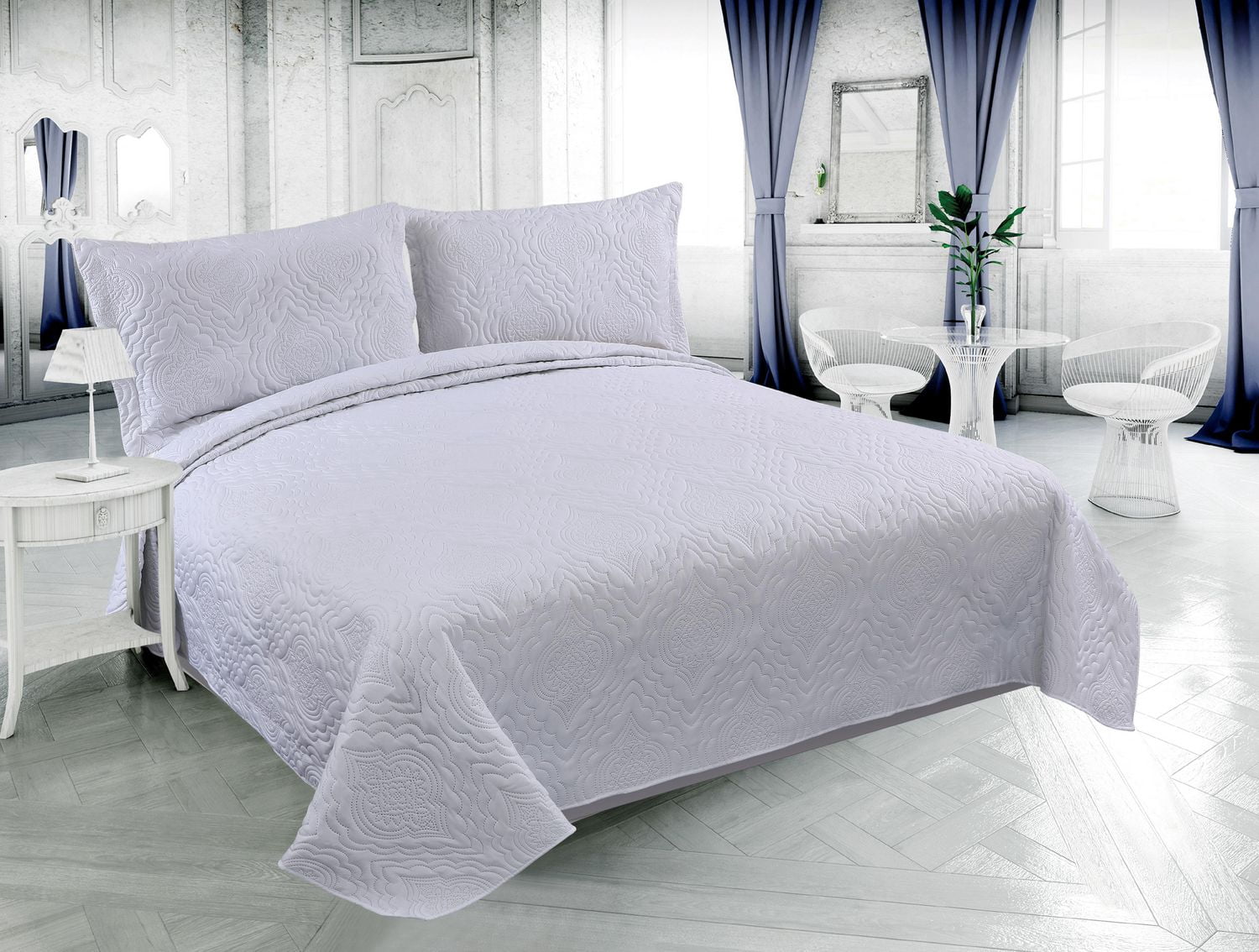 Marina Decoration Solid Embossed Pinsonic Coverlet Bedspread Bedding ...