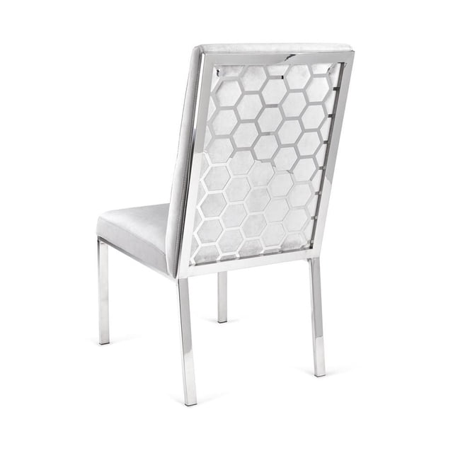 Home Gear Set of 2 Silver Frame Hexagonal Back Dining Chair - Walmart.ca