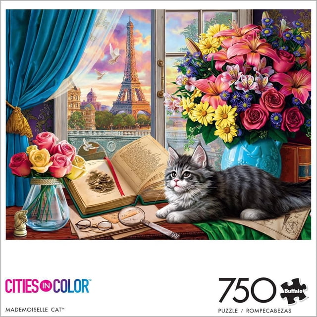 Buffalo Games - Cities In Color - Mademoiselle Cat - 750 Piece Jigsaw ...