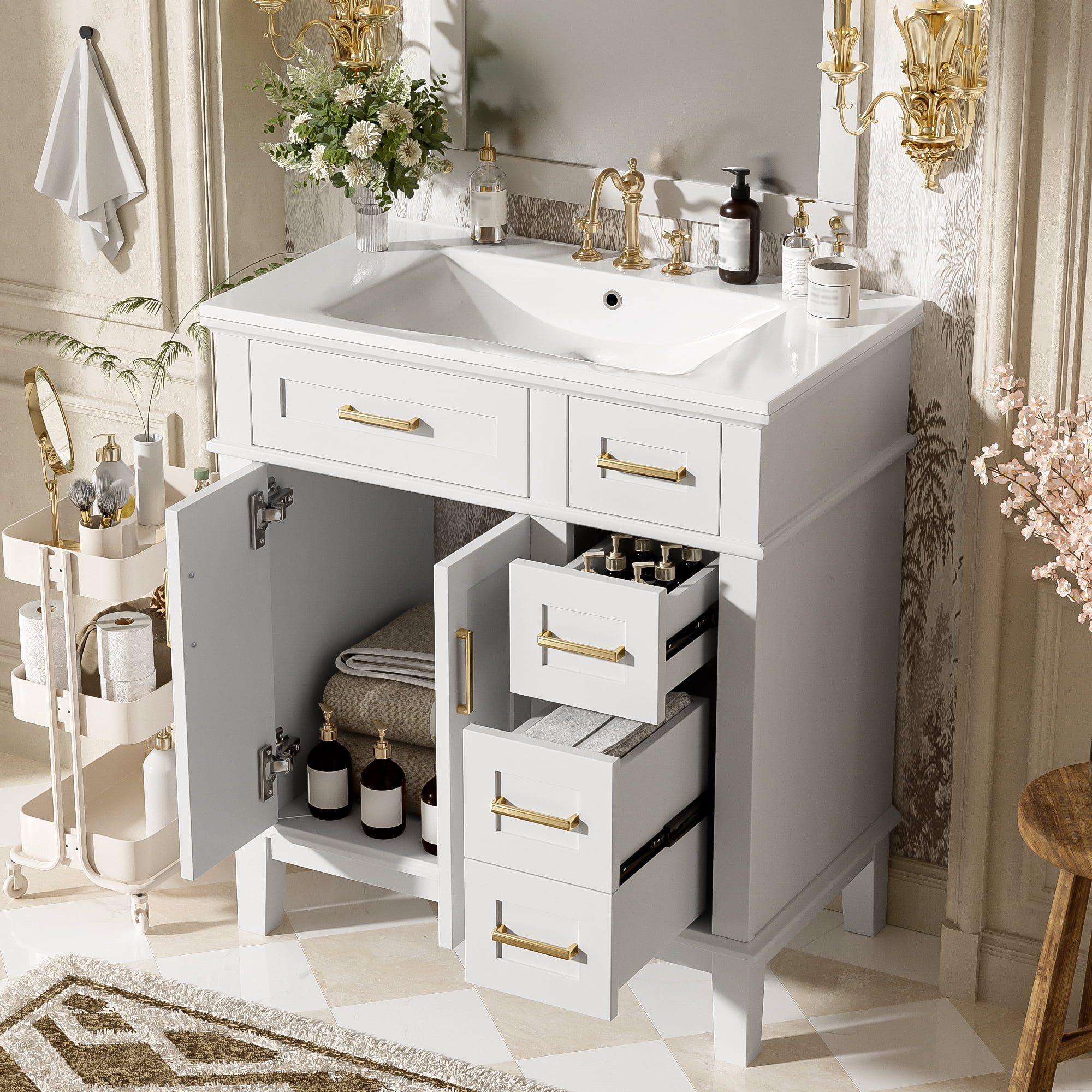 Noble House 30" Modern Bathroom Vanity with Ceramic Sink,Soft-Close ...