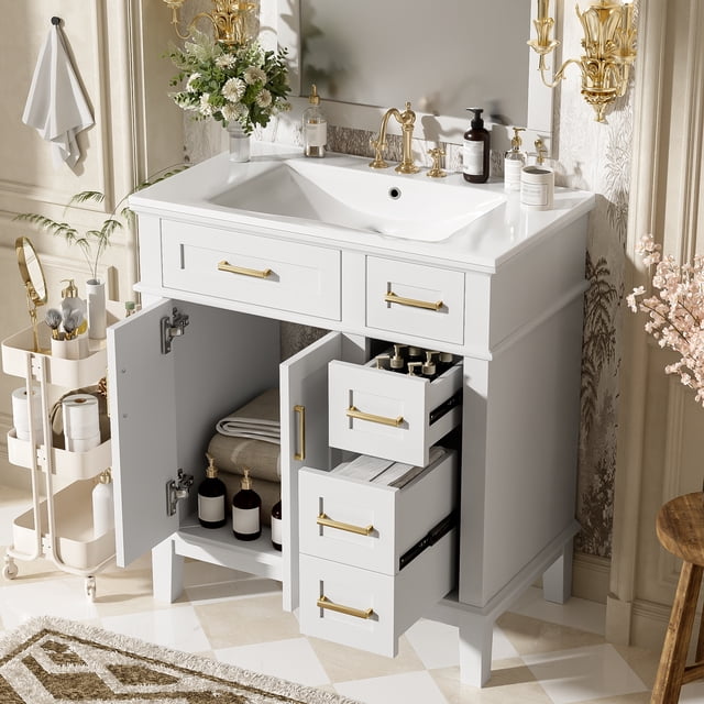 Noble House 30" Modern Bathroom Vanity with Ceramic Sink,Soft-Close ...