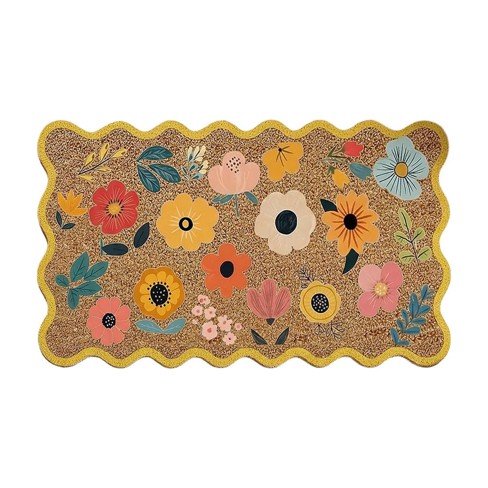 Spring Door Mat Outdoor Colorful Floral Faux Coir Welcome Mat ...