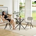 Homy Casa 3-Piece Round Dining Table Set with Swivel Armchairs, 31.5 ...