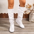 Womens Slouch Knee High Boots Casual Leather Winter Fall No Heel Over ...