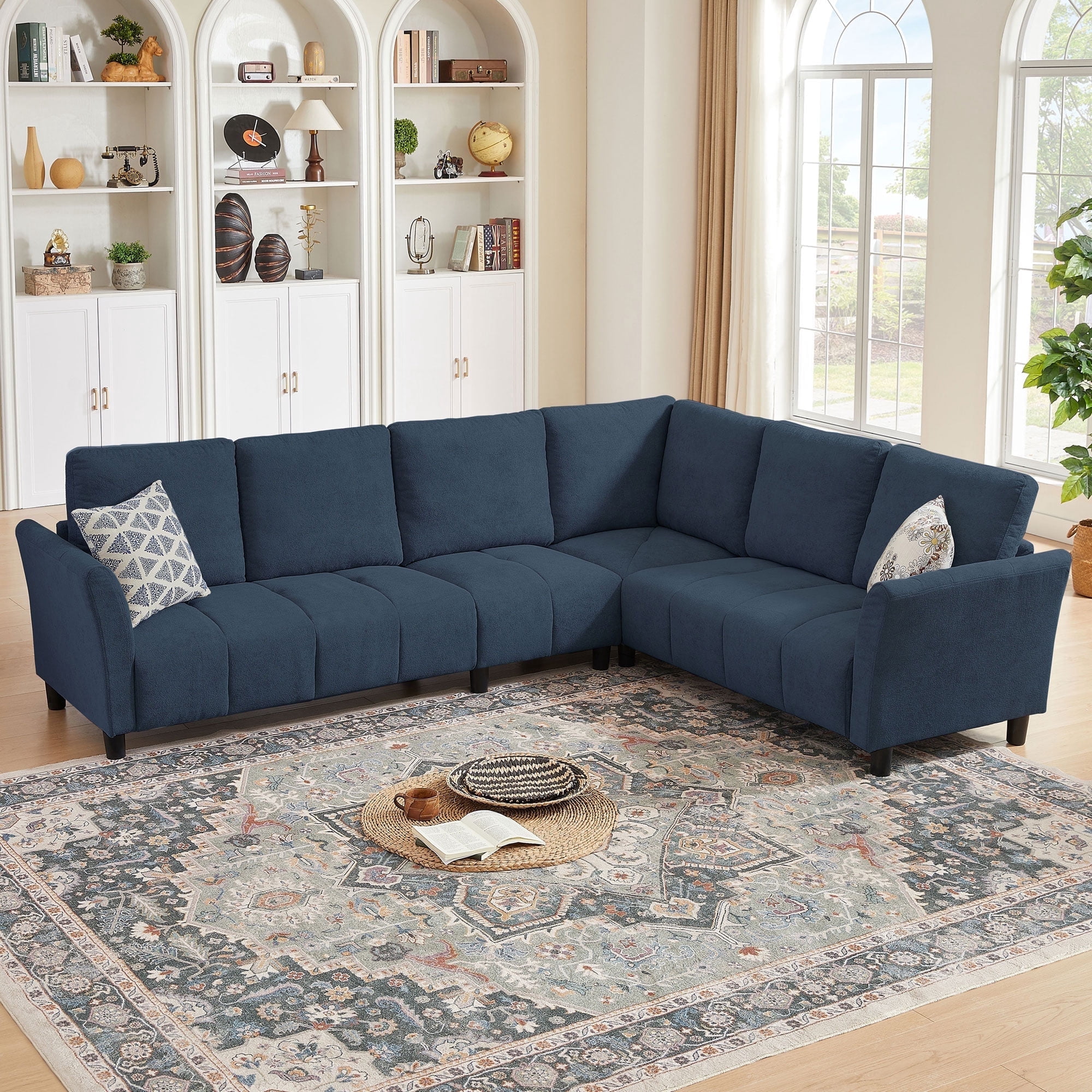 Soscana Sectional Sofa Couch L Shaped Corner Sofa,Upholstered 6-seater ...