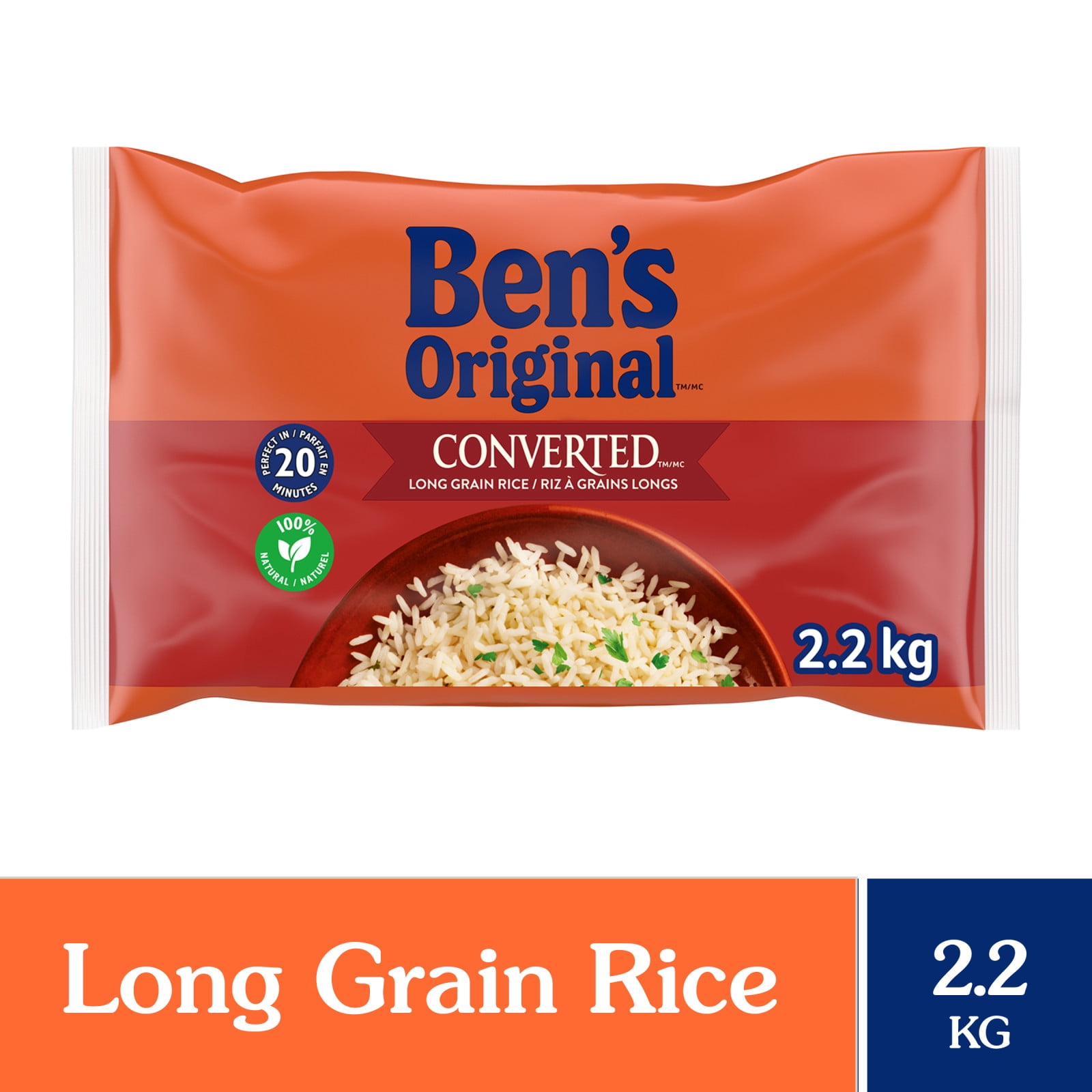 BEN'S ORIGINAL CONVERTED Long Grain Parboiled Rice, 2.2kg Bag ...
