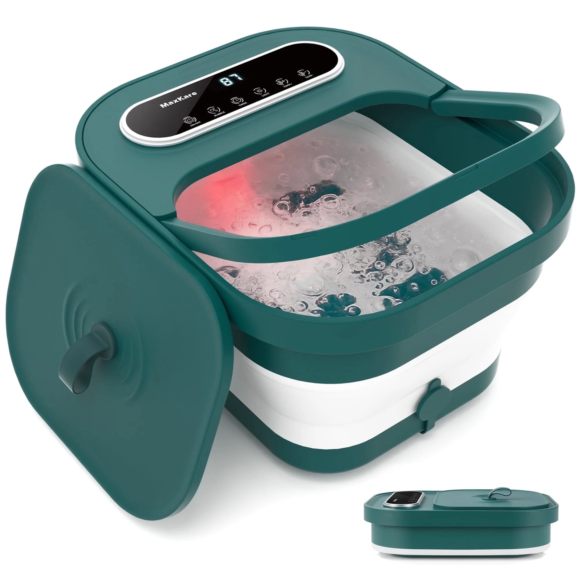 MaxKare Collapsible Foot Spa Bath Massager with Heat Bubbles Vibration ...