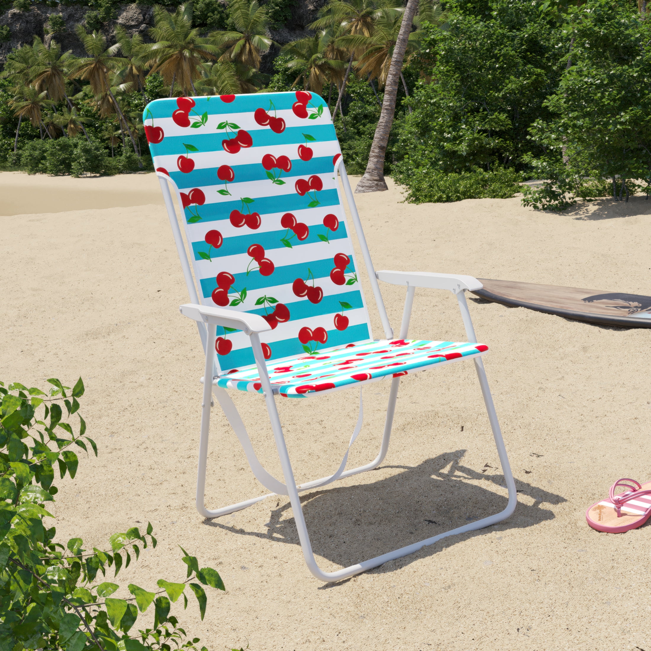 Mainstays Steel Folding Beach Chair, Cherry - Walmart.ca