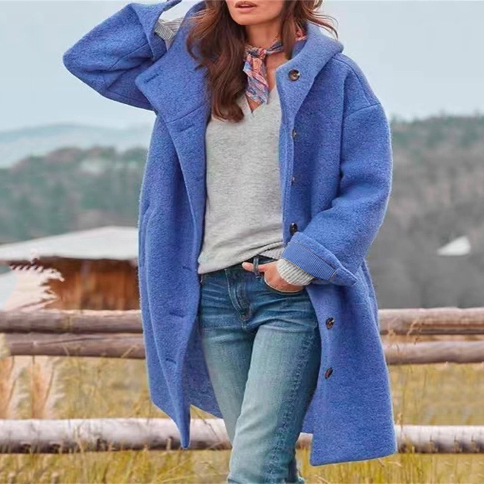 Baberdicy Women's Fuzzy Tweed Jacket, Long Sleeve Casual Lapel Coat for ...