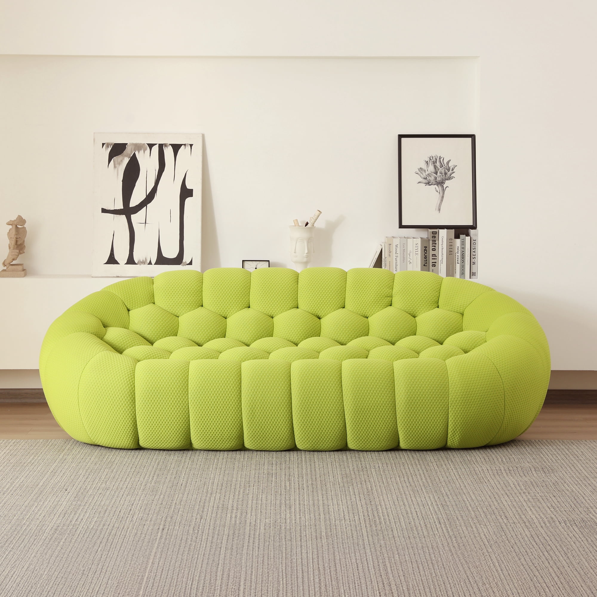 Sodrens 98.43" Bubble Couch,Modern Upholstered Mesh Fabric Lazy Floor ...