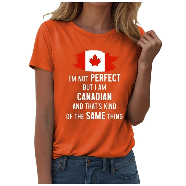 Women's Keep Canada Flag T Shirt Proud Statement Print T Shirt Shirts ...