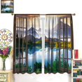 Nature Kitchen Curtains Landscape Theme Spring Forest Lake Mist ...