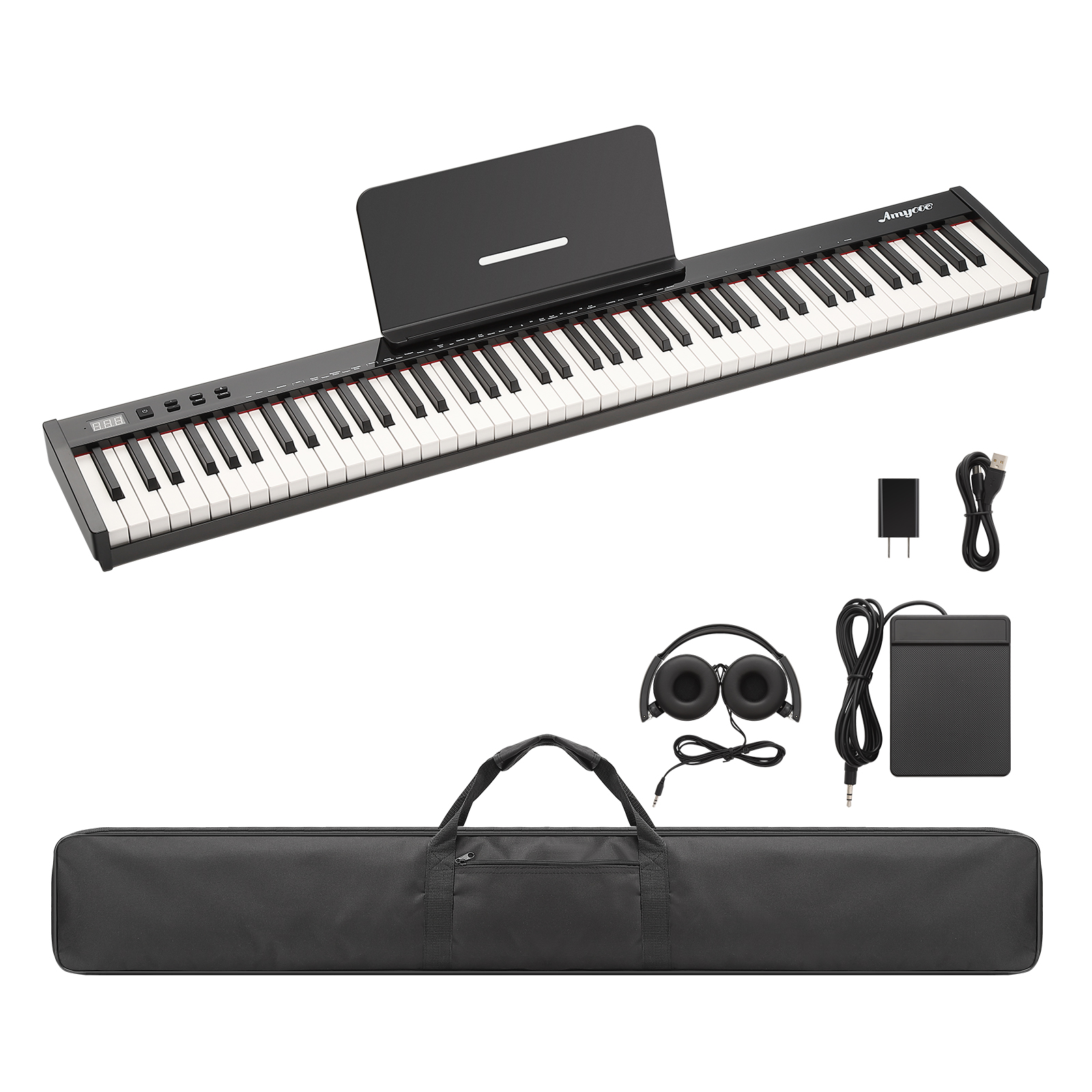 Digital Piano – 88 Key Semi-Weighted Full Size – Electronic with Pedal ...