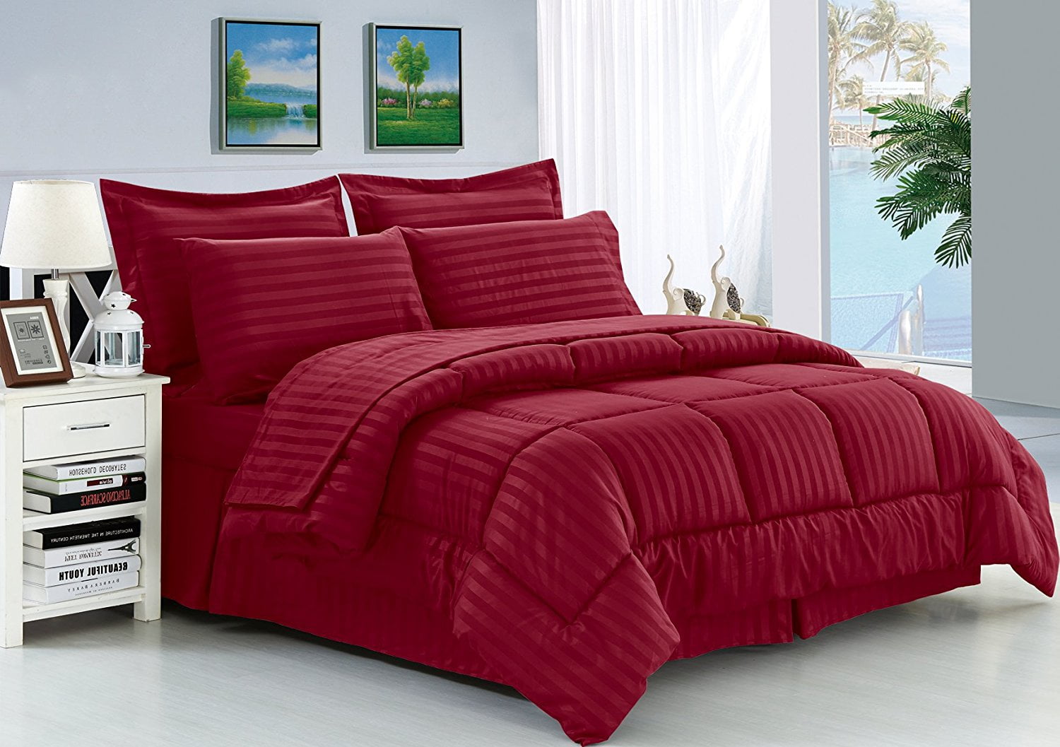 Mocassi Wrinkle Resistant - Silky Soft Dobby Stripe Bed-in-a-Bag 8 ...