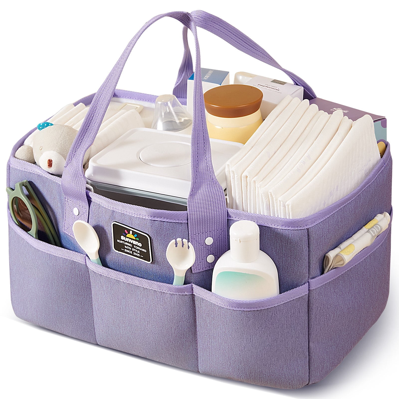 Sunveno Portable Diaper Caddy Organizer with Removable Dividers, Large ...
