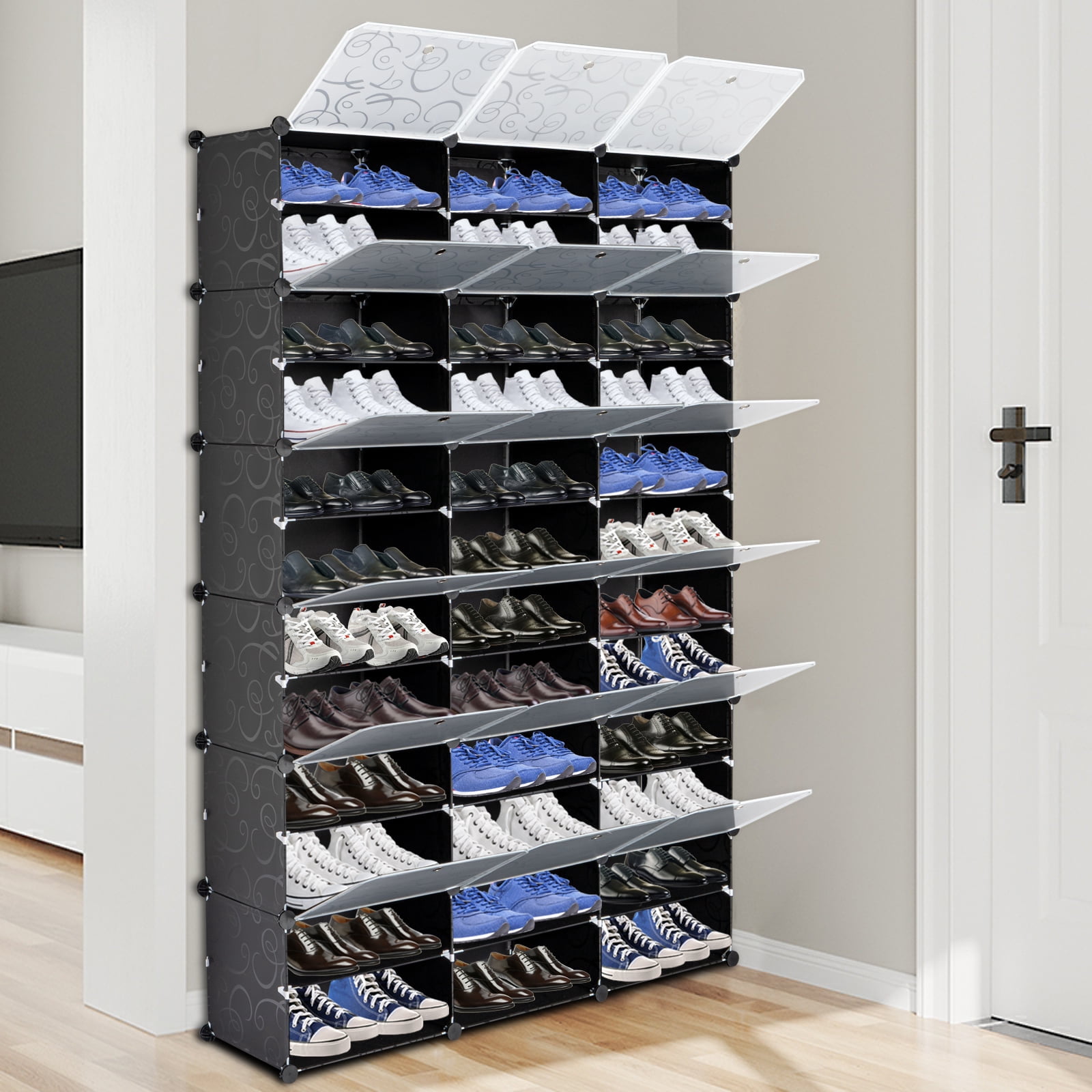Ktaxon 36 Cubes 72 Pairs Modular Plastic Shoe Storage Cabinet Boxes ...