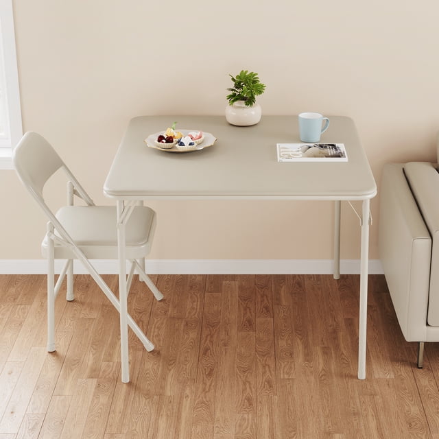 Folding Square Card Table – 34 Inch with PU Padded Top, Robust Steel ...