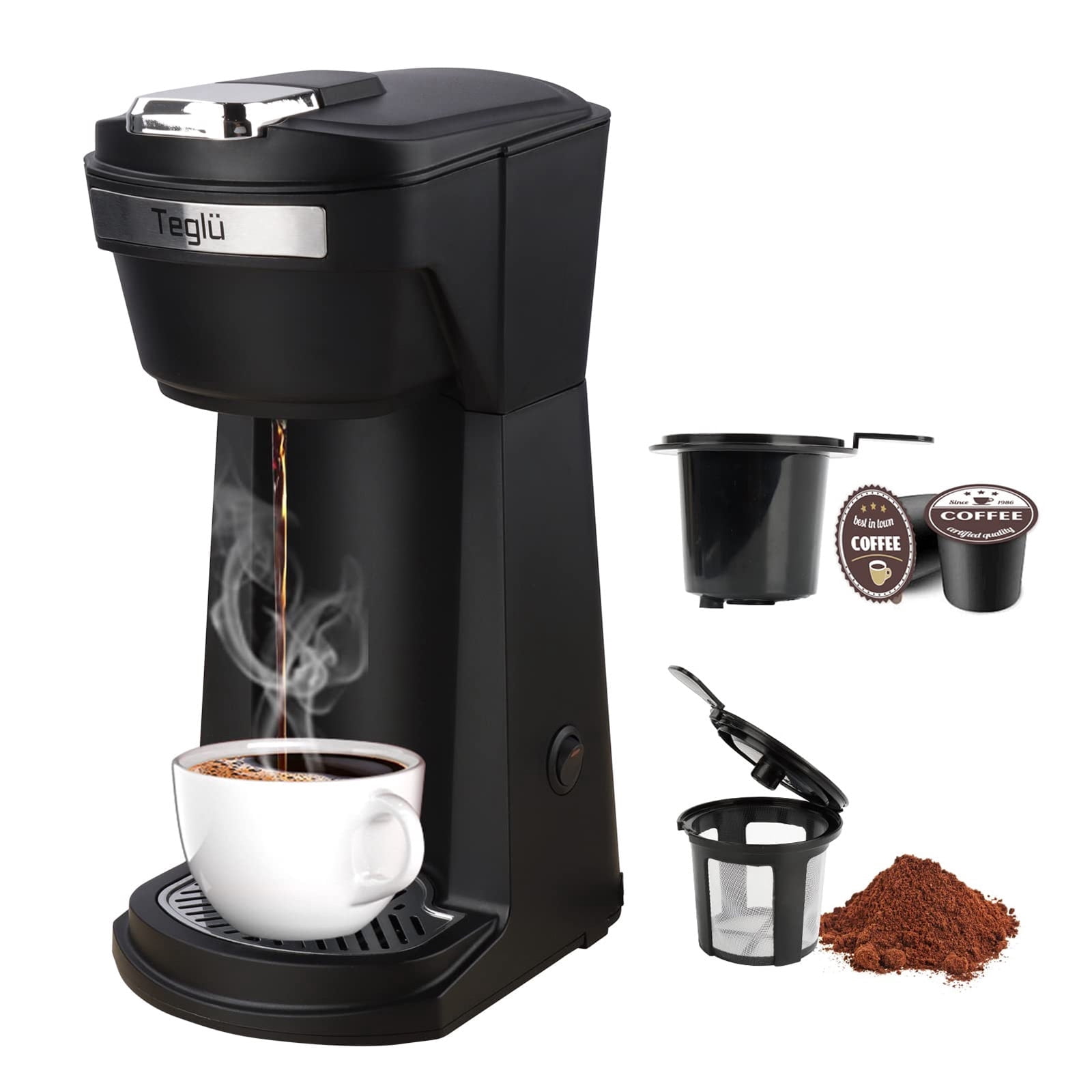 2 in 1 Single Serve Coffee Maker for K Cup Pods & Ground Coffee, Mini K ...
