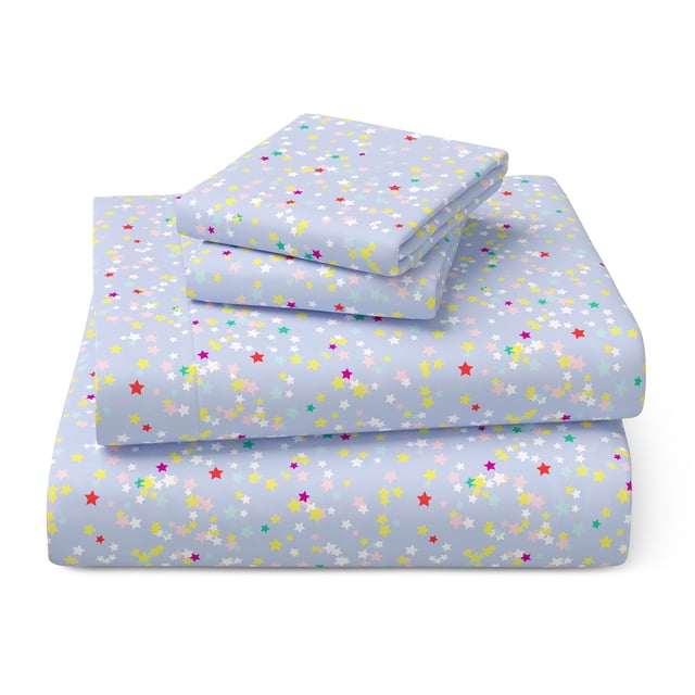 Mainstays Kids Microfiber Bed Sheet Set, Full, Stars, 4 Pieces - Walmart.ca