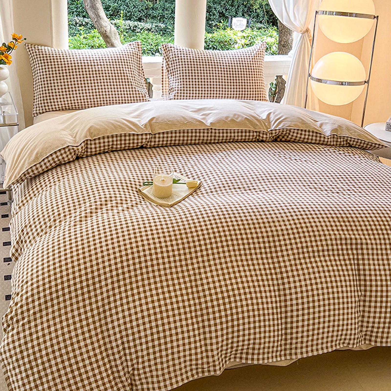 Queen Size 4 Piece Bedding Set with Duvet Cover and Fitted Sheet, Soft ...