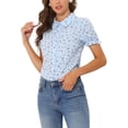 INSPIRE CHIC Women's Frilled Tops Bubble Sleeves Peter Pan Collar ...