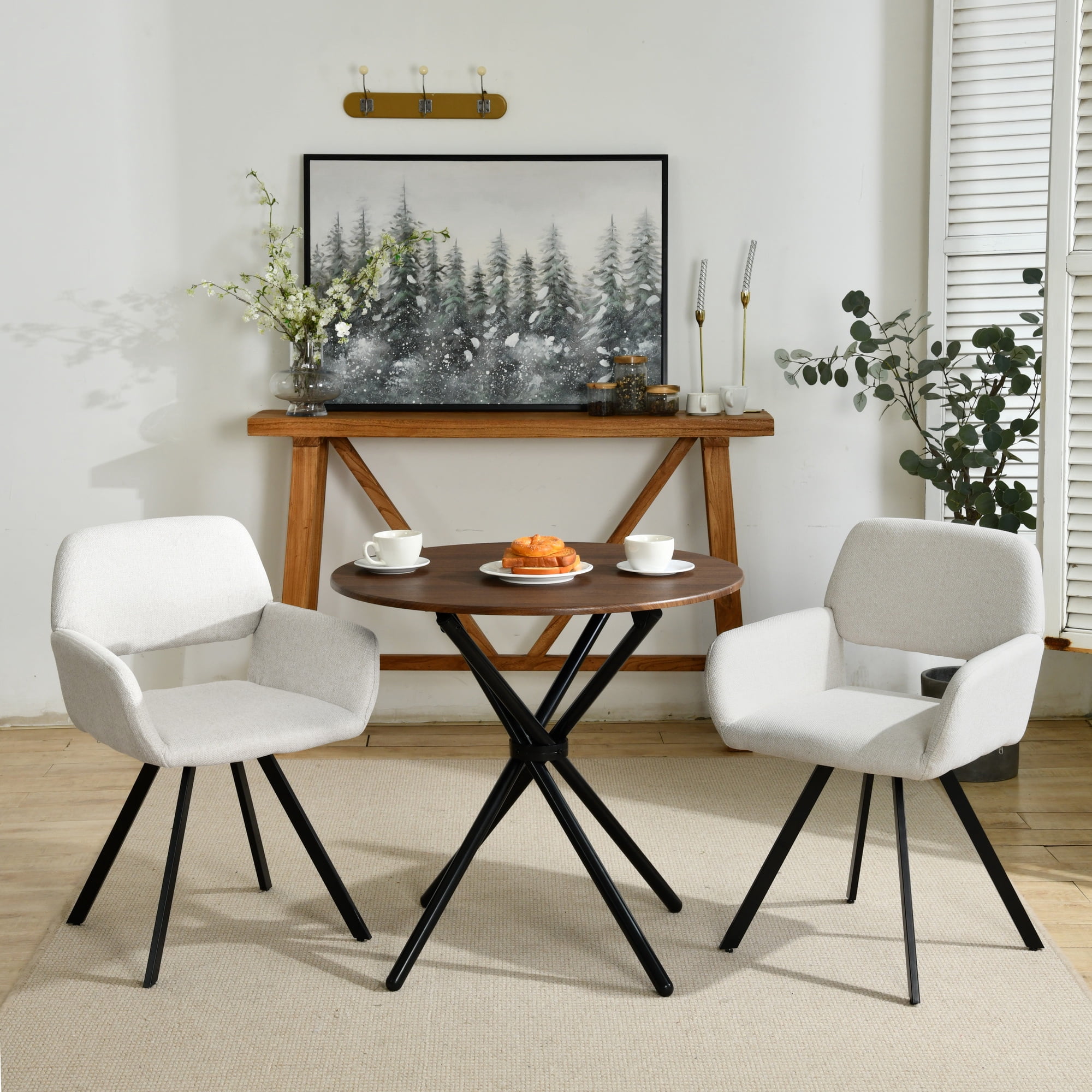 Homy Casa 3-Piece Round Dining Table Set with Swivel Armchairs, 31.5 ...