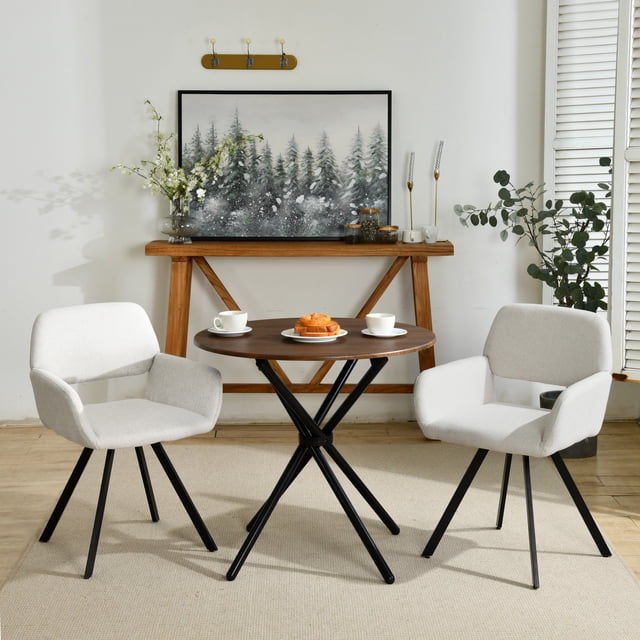 Homy Casa 3-Piece Round Dining Table Set with Swivel Armchairs, 31.5 ...