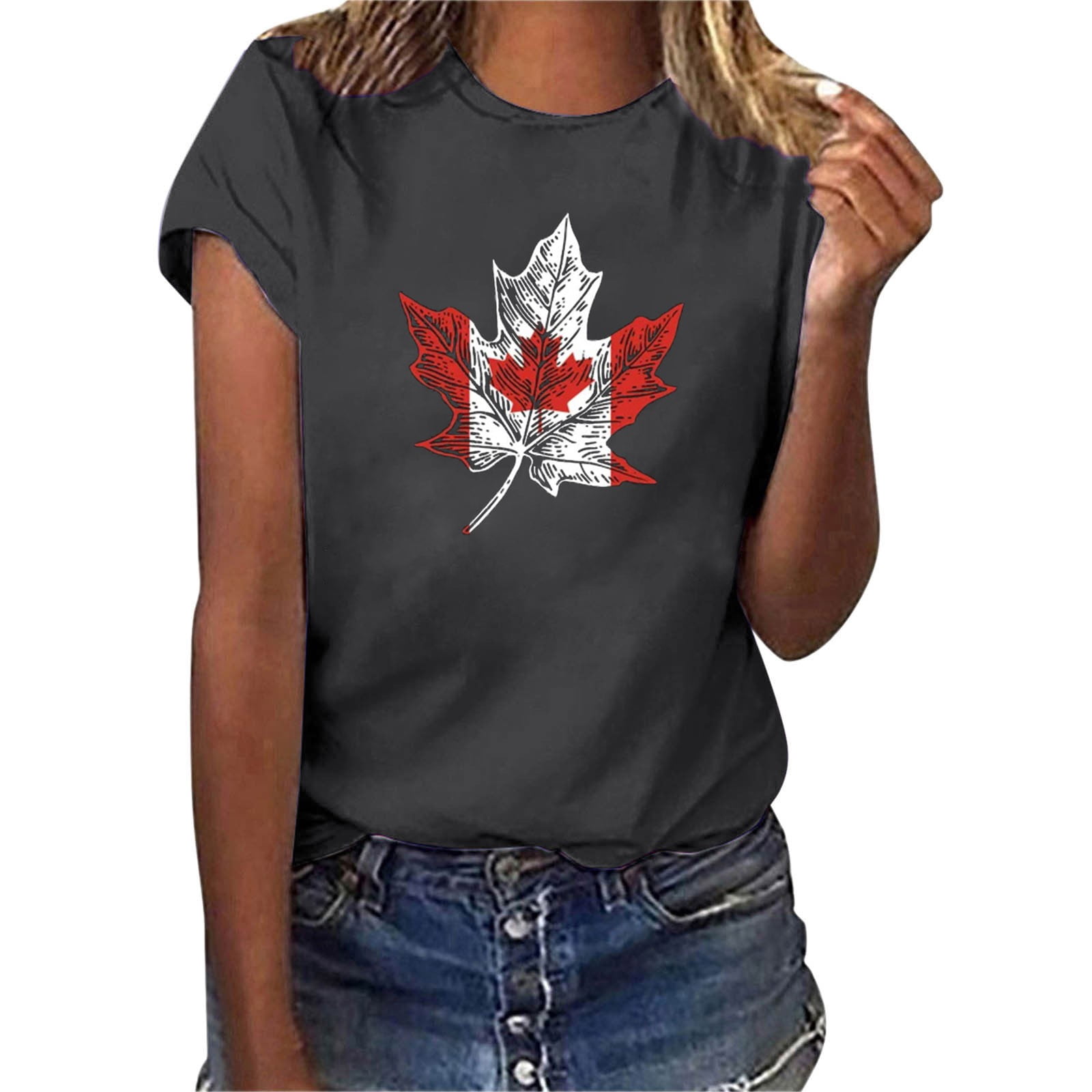 Povozer Women Canada Day Shirts Canada Flag Graphic Tshirt Maple Leaf ...