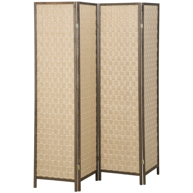 HOMCOM Handwoven 4 Panel Privacy Screen, 6 FT Folding Room Divider ...