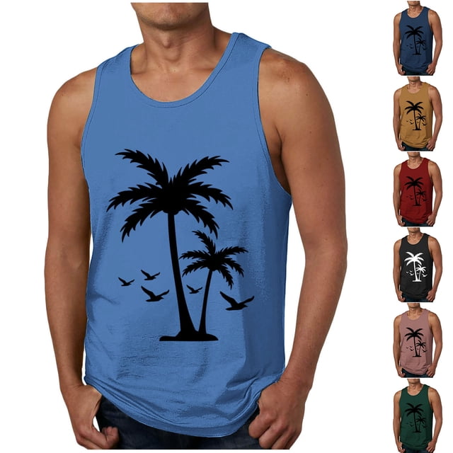 Aboser Mens Tank Top Summer Sleeveless Muscle Shirts Beach Vacation ...