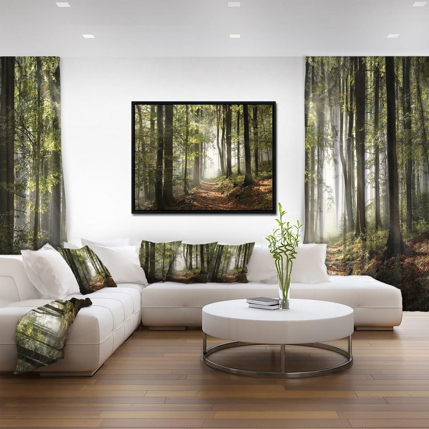Designart Green Fall Forest with Sun Rays FLOAT FRAME WALL ART - Walmart.ca